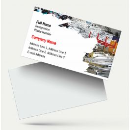 Scrap visiting card in white background with junk holder image. Fully ...