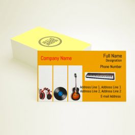 Simply crafted visiting card for music shop in plain white background ...