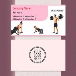 Nicely crafted visiting card for Men’s fitness centre with red & white ...